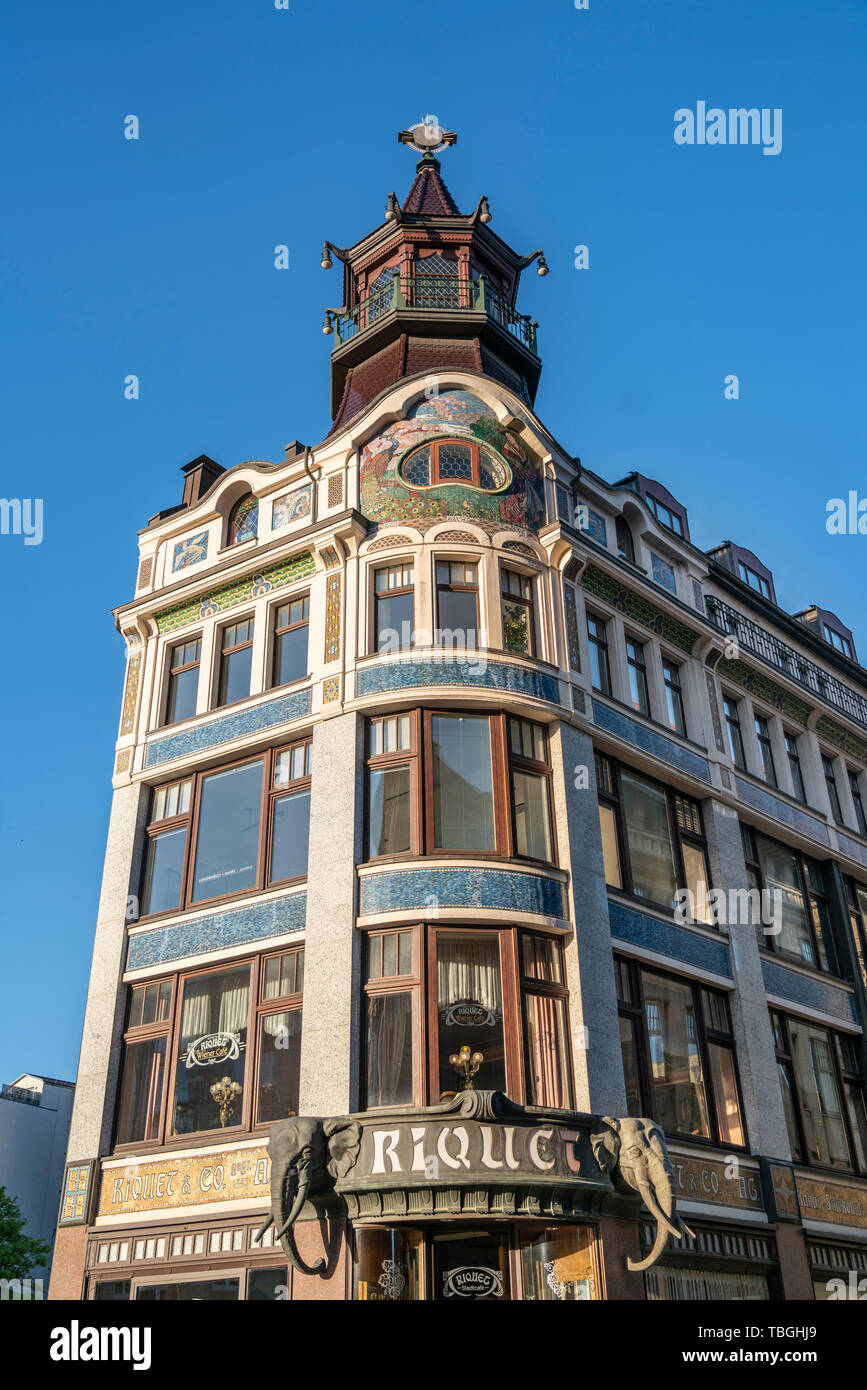The historic Riquet Cafe house, Cafe Riquet, Leipzig, Germany Stock ...
