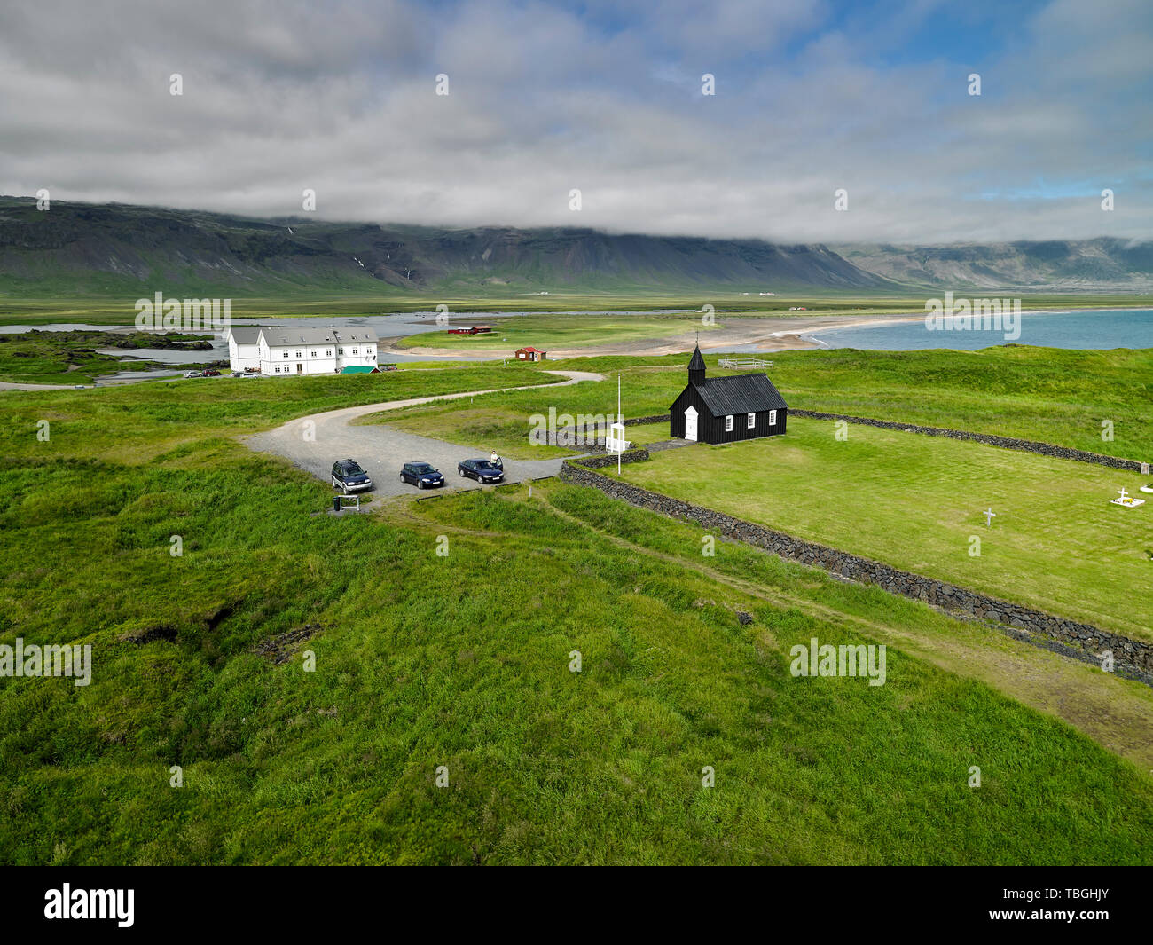 Budakirkja and Hotel Budir, Snaefellsnes Peninsula, Iceland Stock Photo ...