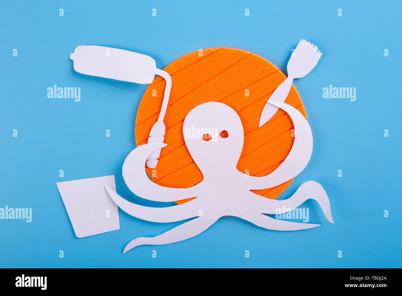 Set of various tools on blue background. cartoon style Stock Photo - Alamy