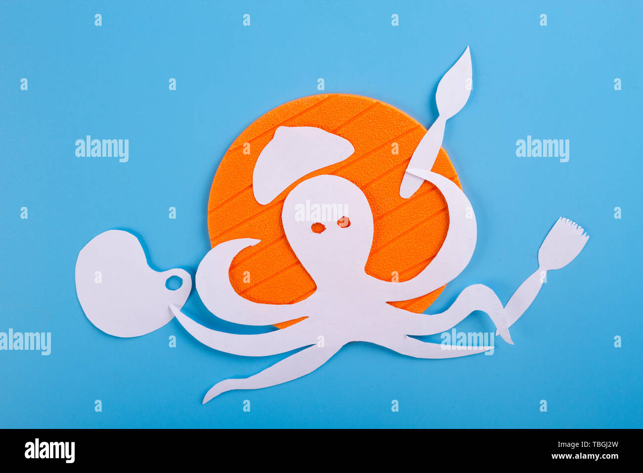 Set of various tools on blue background. cartoon style Stock Photo - Alamy