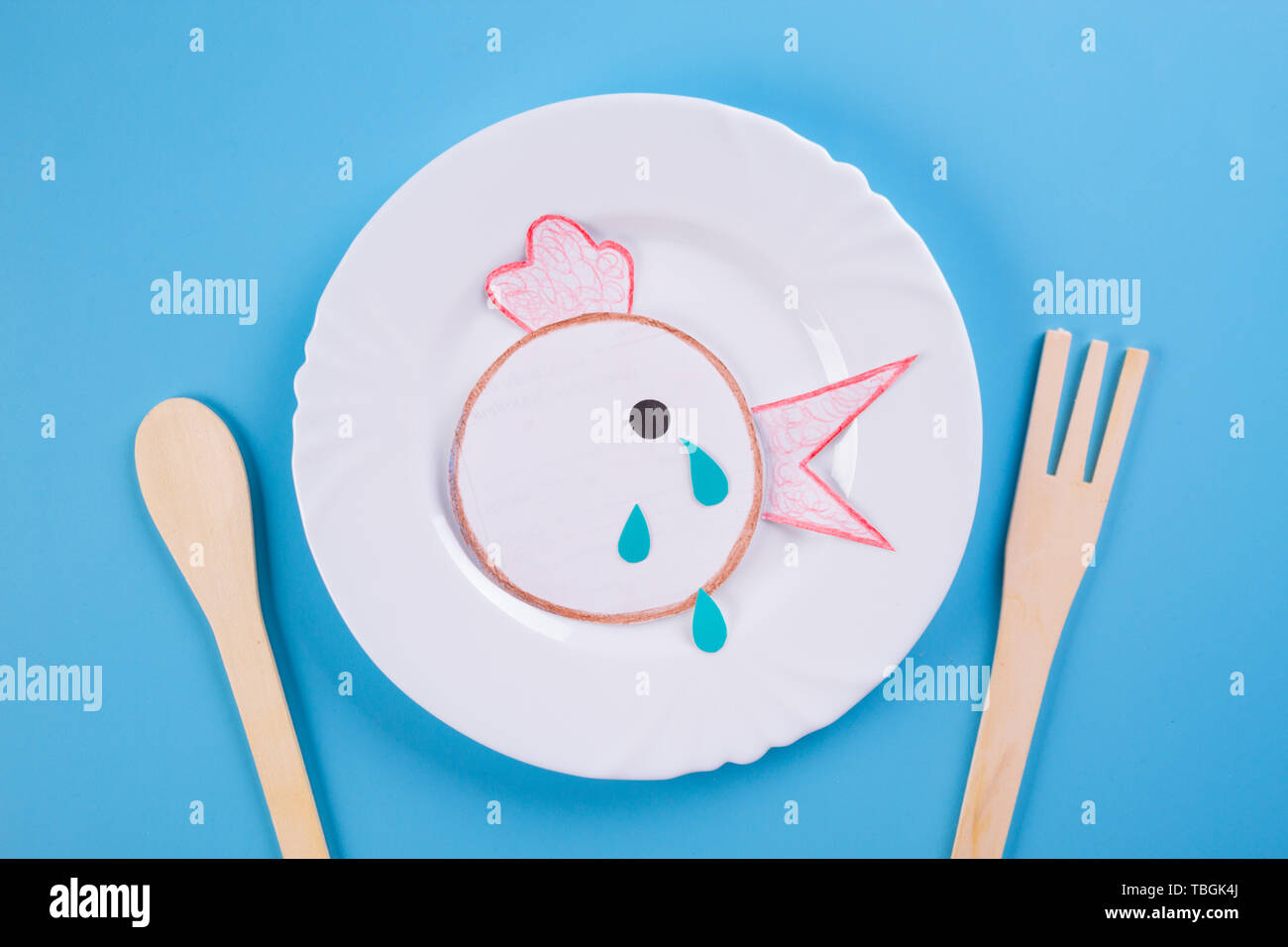 Vegan motivational illustration. crying animals on the plate Stock ...