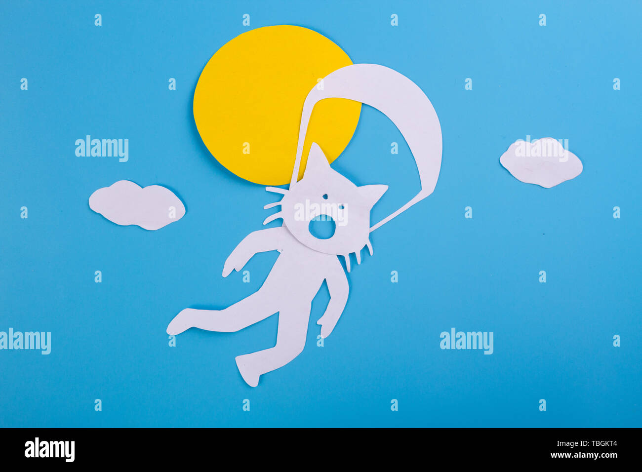 funny skydiver image in the sky. cartoon image Stock Photo - Alamy