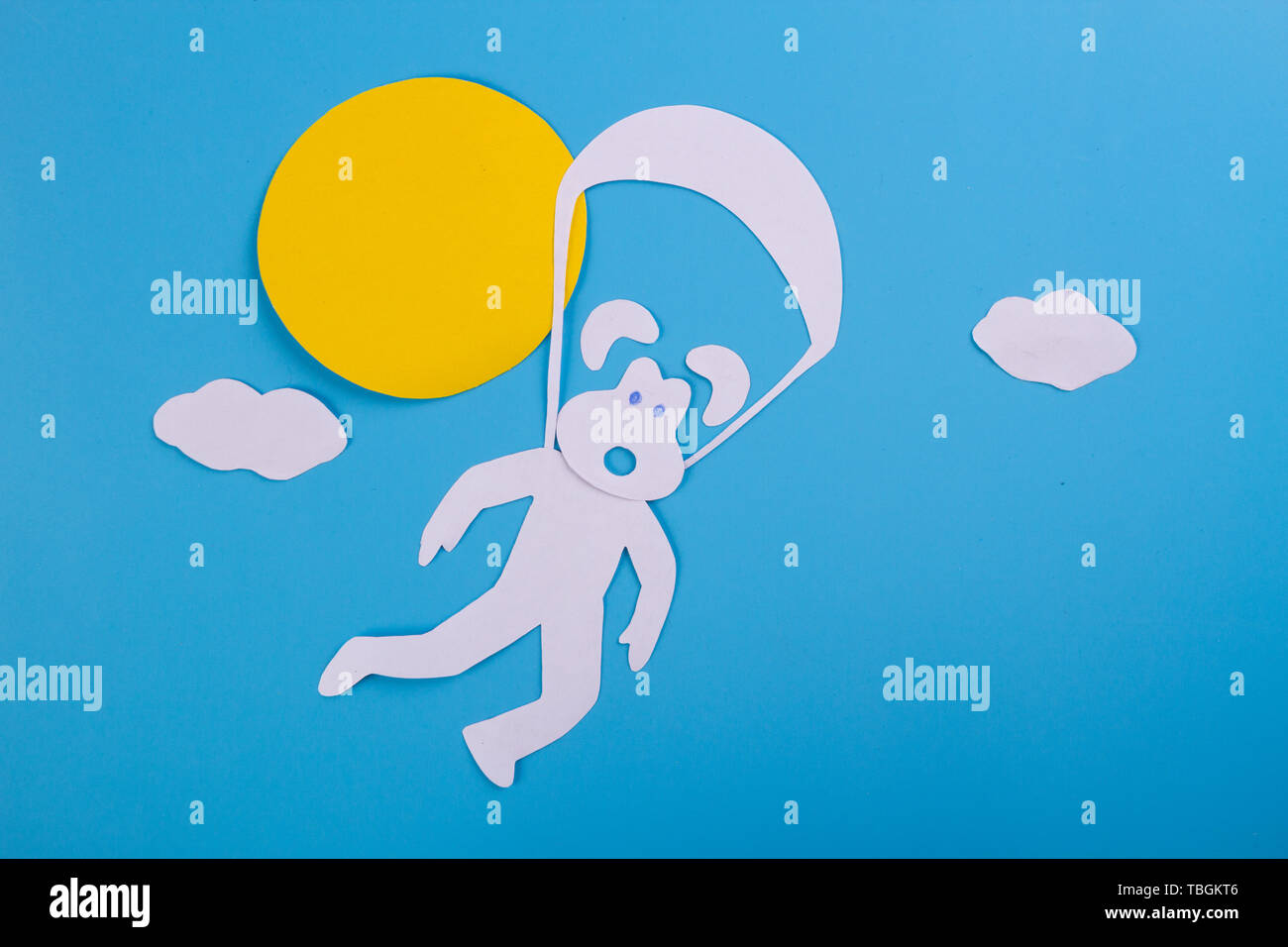 funny skydiver image in the sky. cartoon image Stock Photo - Alamy