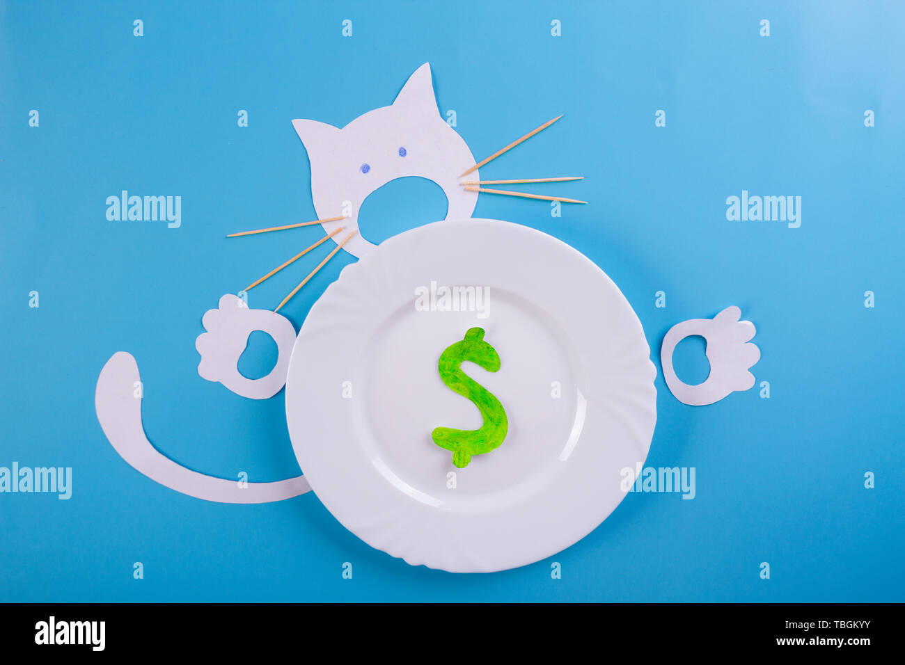 greedy funny cat. cartoon styled Stock Photo - Alamy