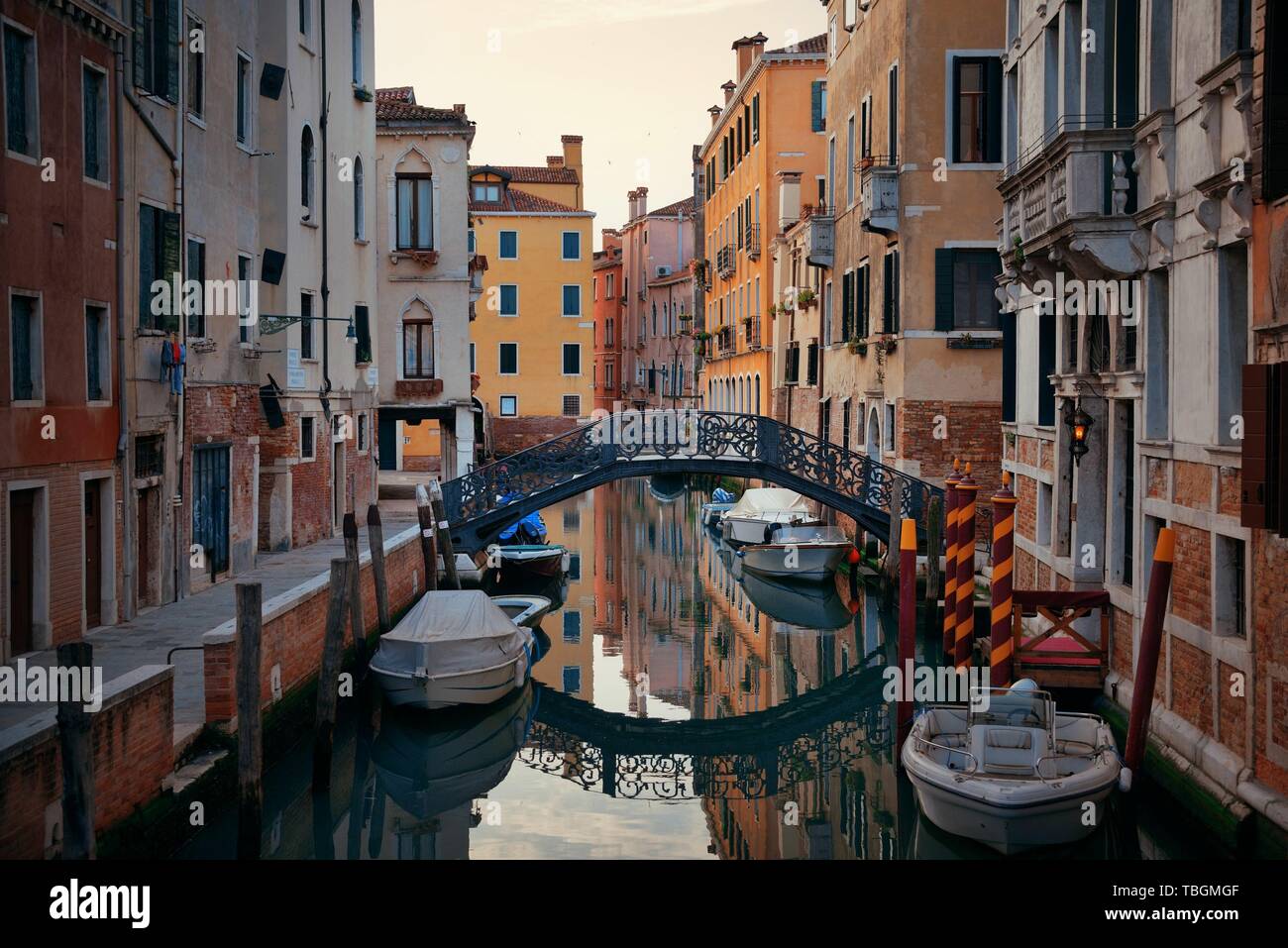 Venice canal view with historical buildings. Italy Stock Photo - Alamy