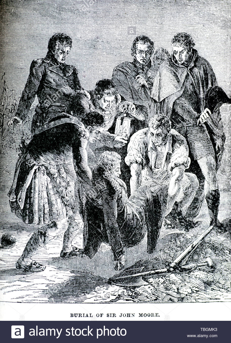 Burial of Sir John Moore after the Battle of Corunna, part of the ...