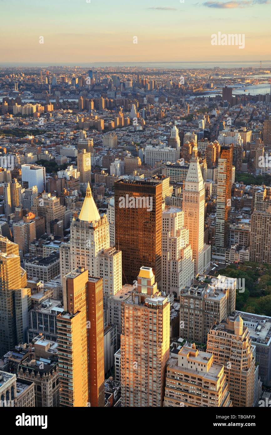 New York City rooftop view with skyscrapers and urban cityscape Stock ...