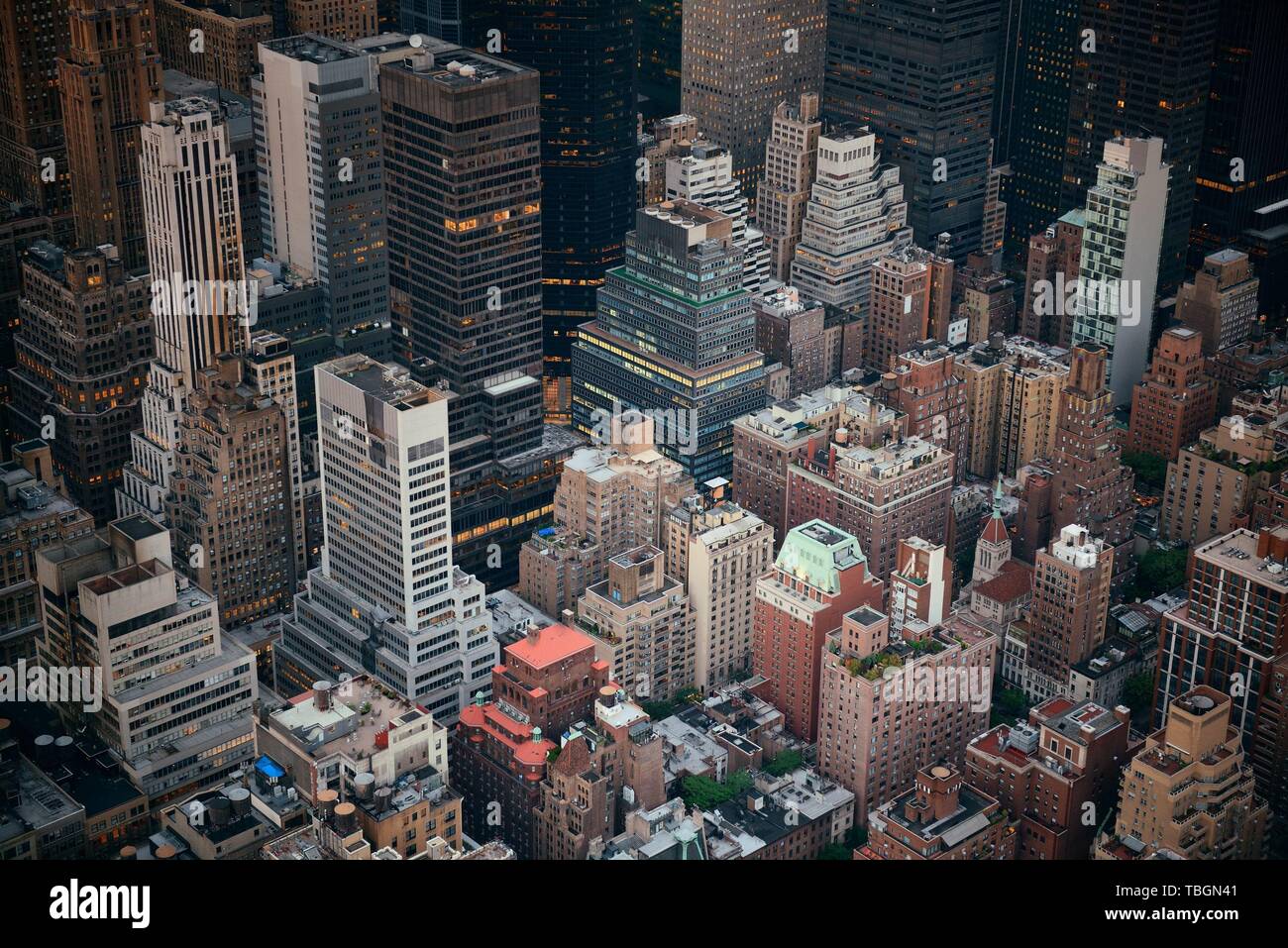 Midtown skyscraper buildings rooftop view in New York City Stock Photo ...