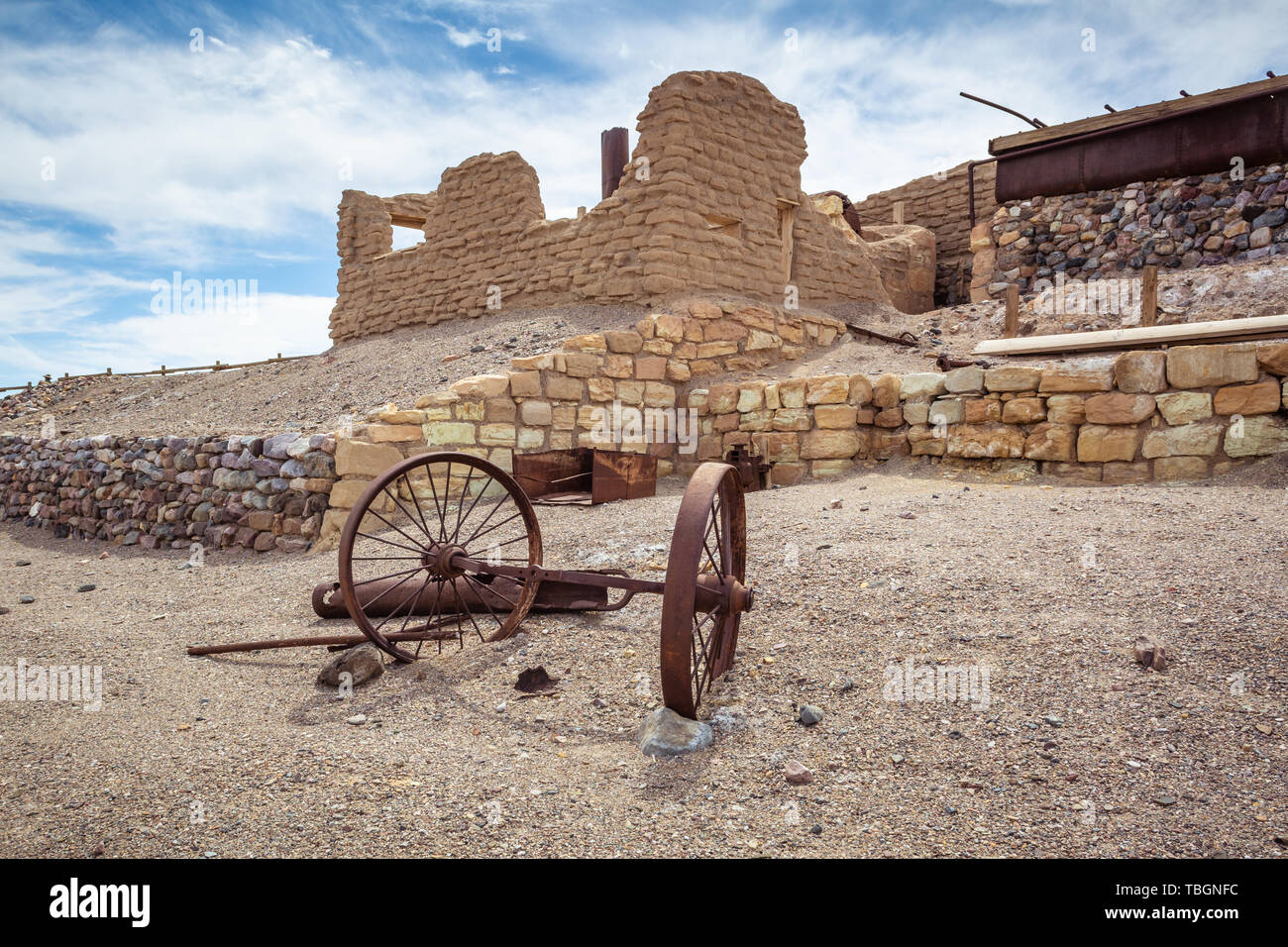 Remains of industrial workings at the old Harmony Borax mine works in ...