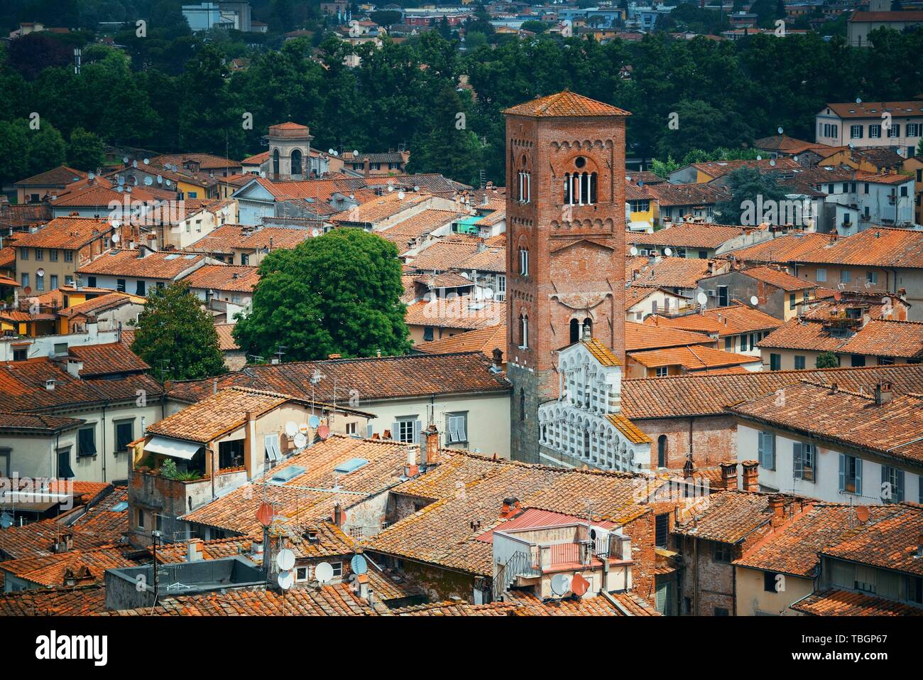 Lucca clock tower viewed from above in Italy Stock Photo - Alamy