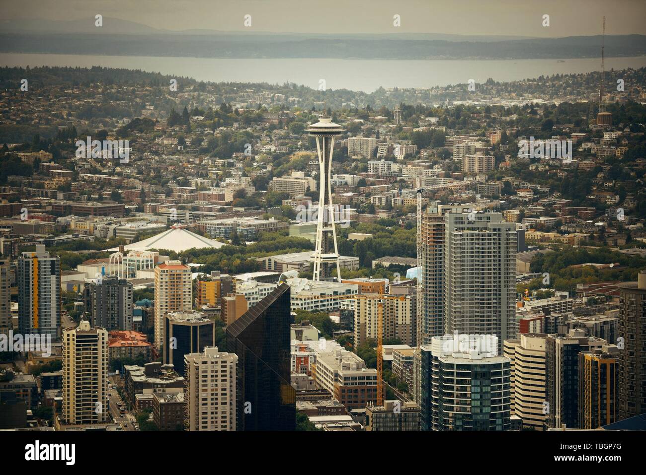 Seattle rooftop panorama view with urban architecture Stock Photo - Alamy