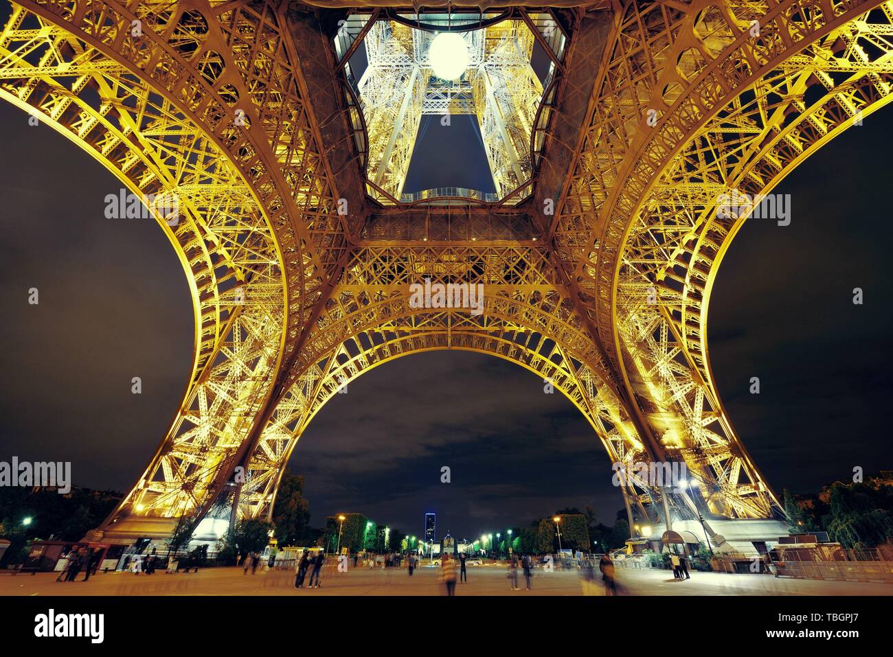 PARIS, FRANCE - MAY 13: Eiffel Tower night closeup view on May 13, 2015 ...