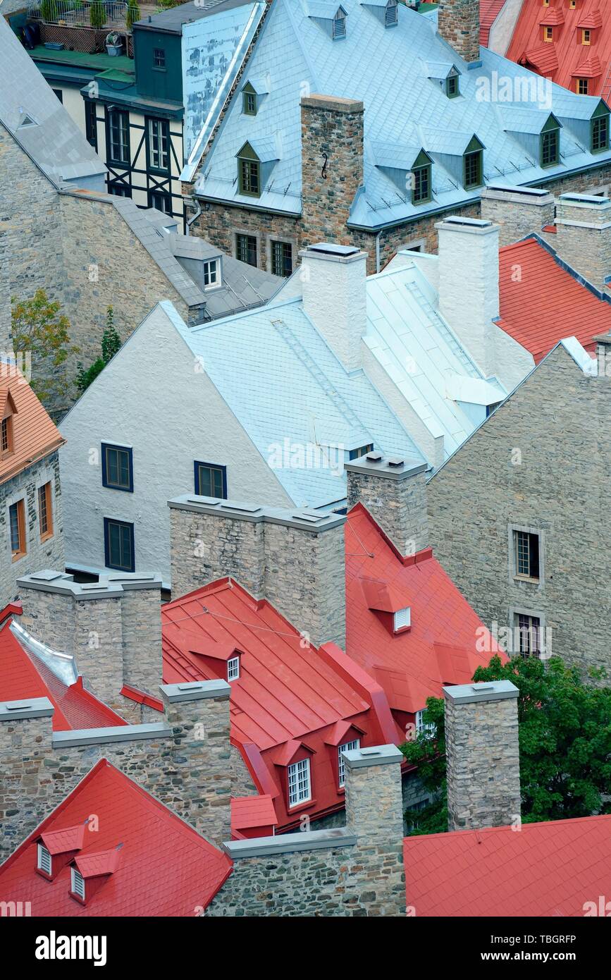 Colorful old roof of architecture in Quebec City Stock Photo - Alamy