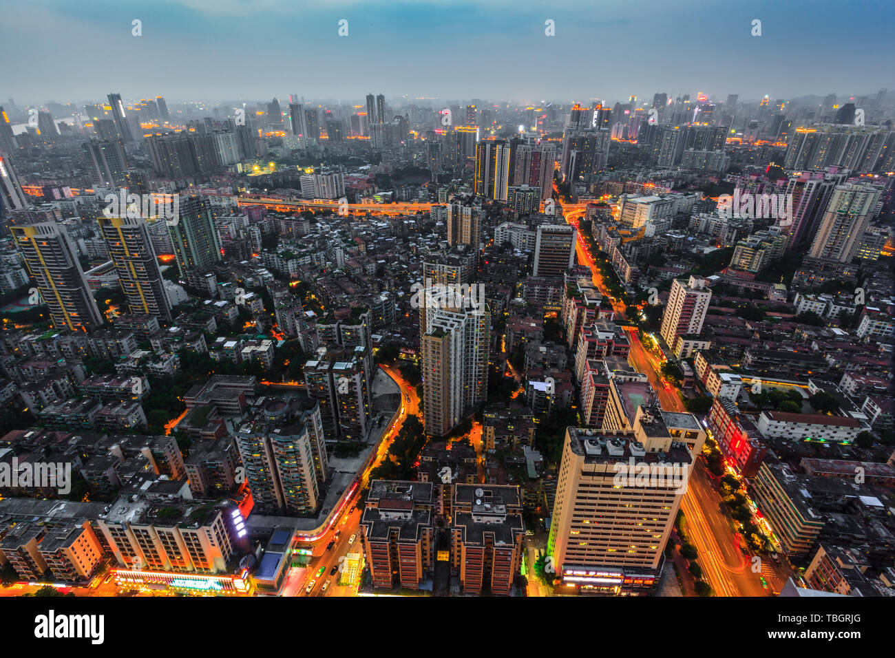 A bird's-eye view of Guangzhou from the roof Stock Photo - Alamy