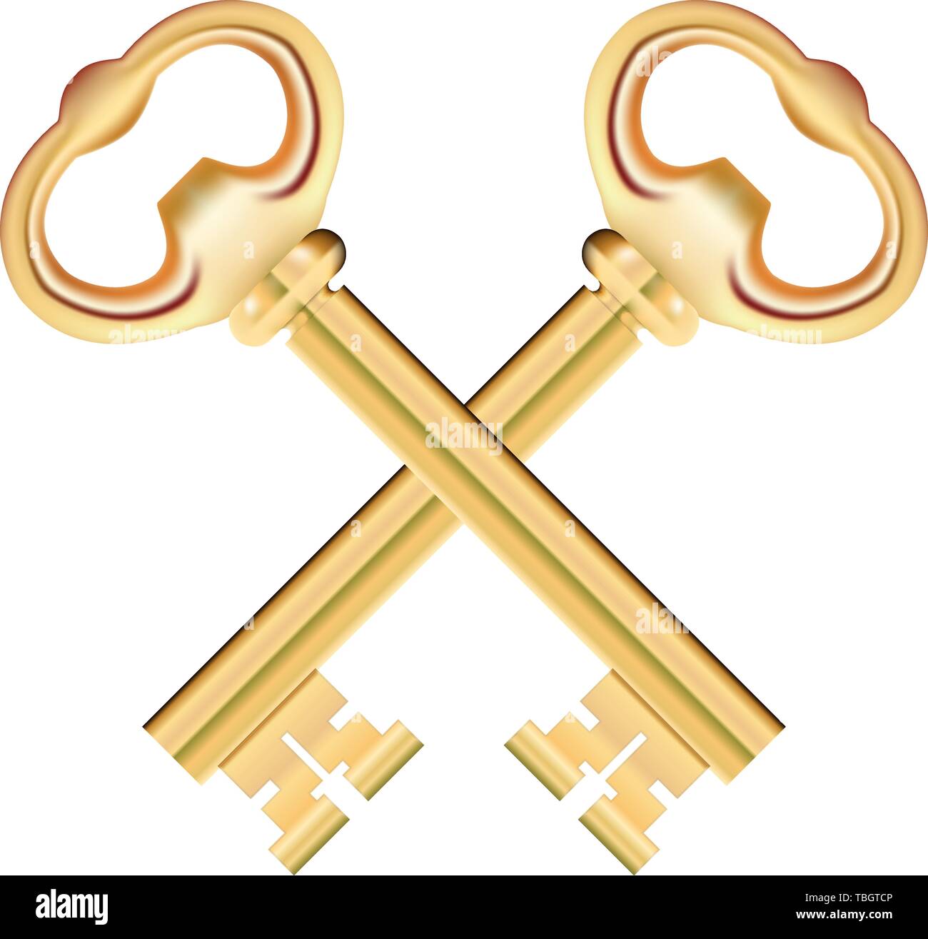 Crossed Golden Keys isolated on white Background. Vector Stock Vector ...