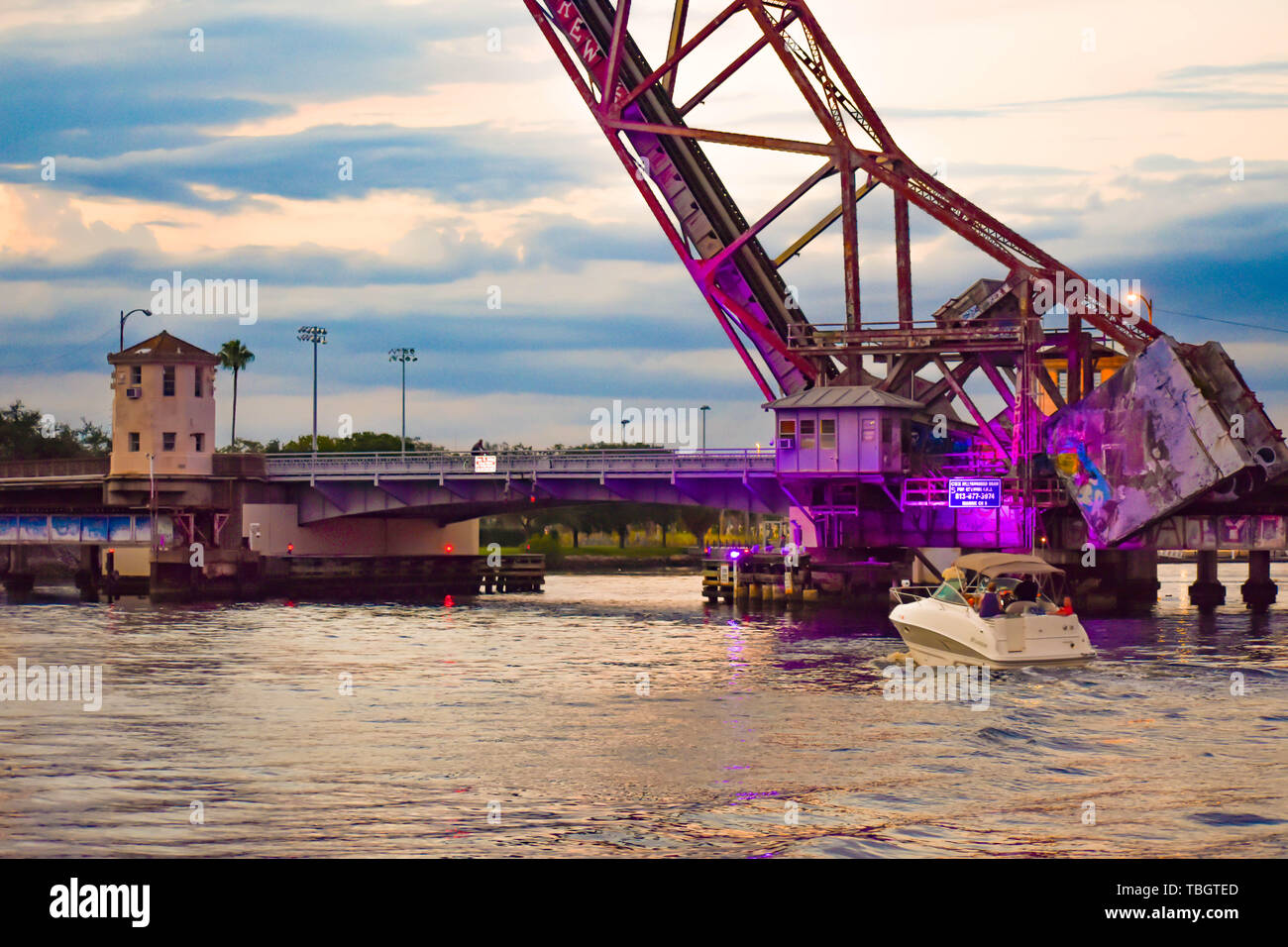 Tampa Bay, Florida. January 05, 2019 . Drawbridgre in W Cass street on ...