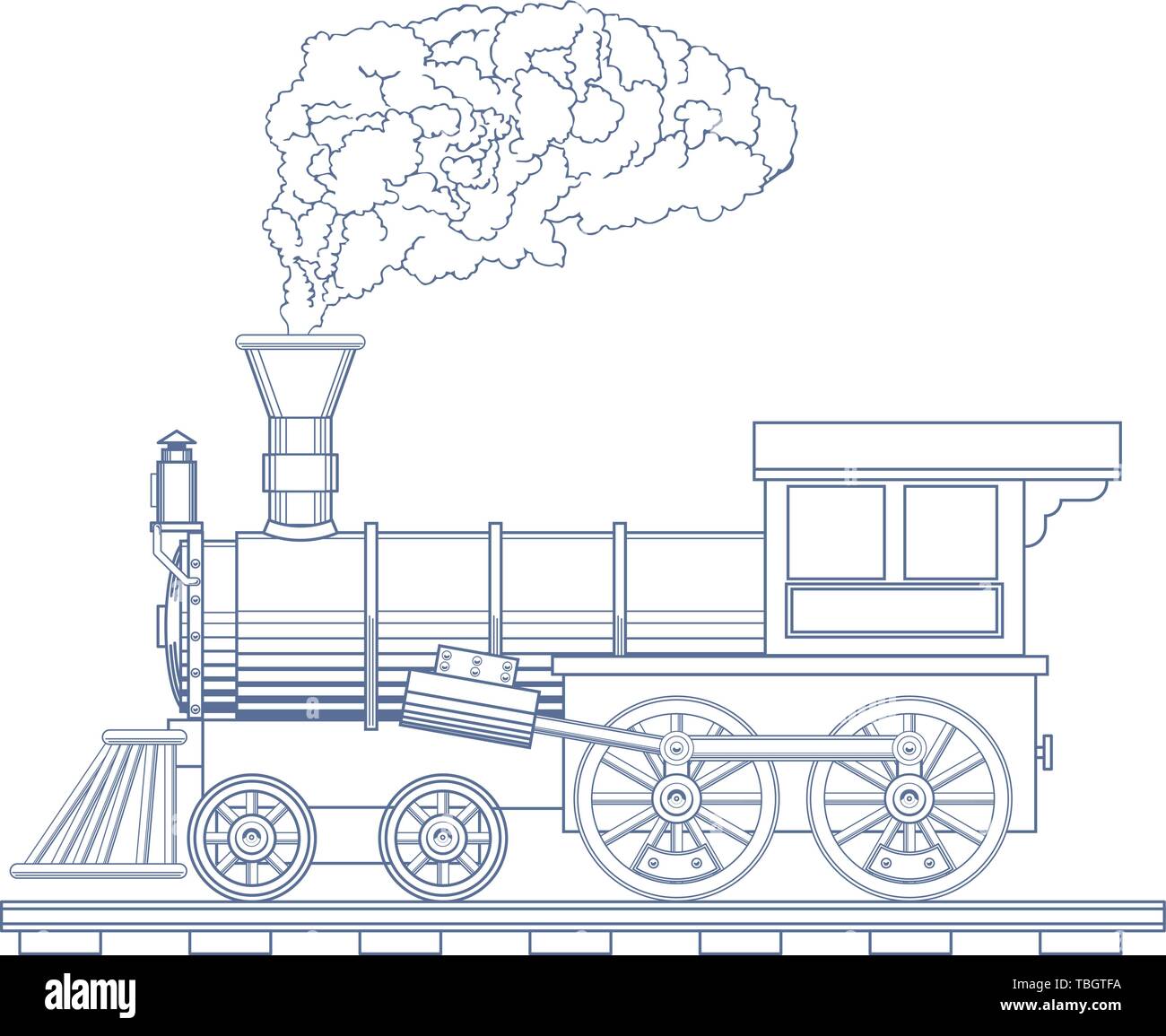 Vintage Steam locomotive vector logo design template. train or ...