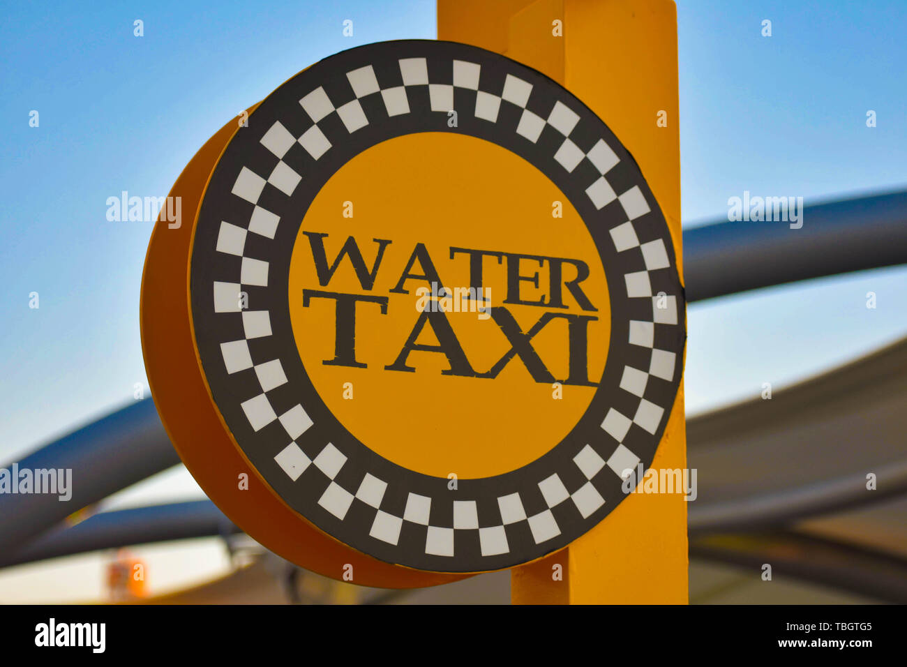 Tampa Bay, Florida. January 08, 2019. Colorful water taxi sign Stock ...