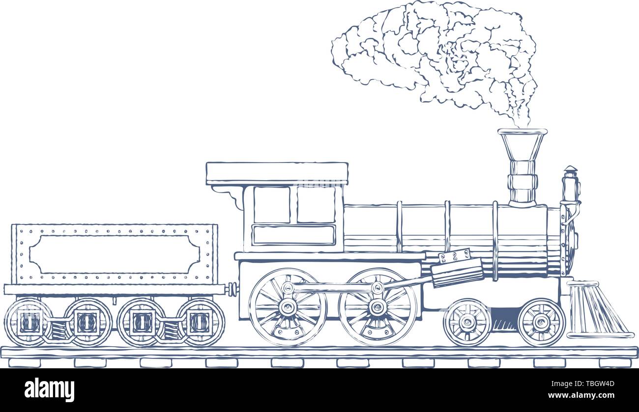 Vintage Steam locomotive vector logo design template. train or transport icon. Vector Stock ...