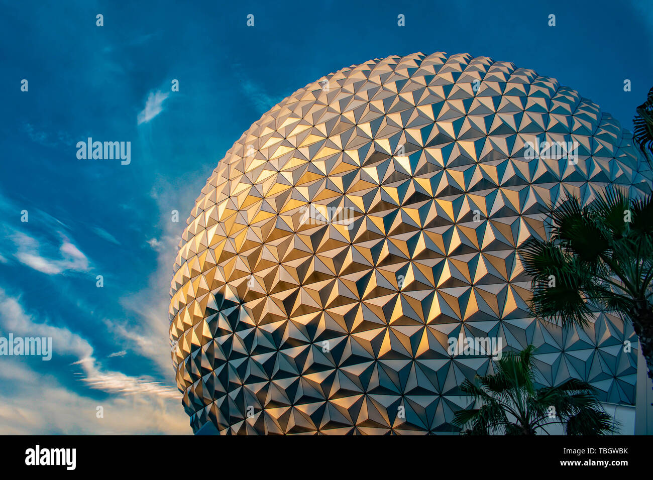 Orlando, Florida . March 27, 2019. Partial view of Sphere Spaceship ...