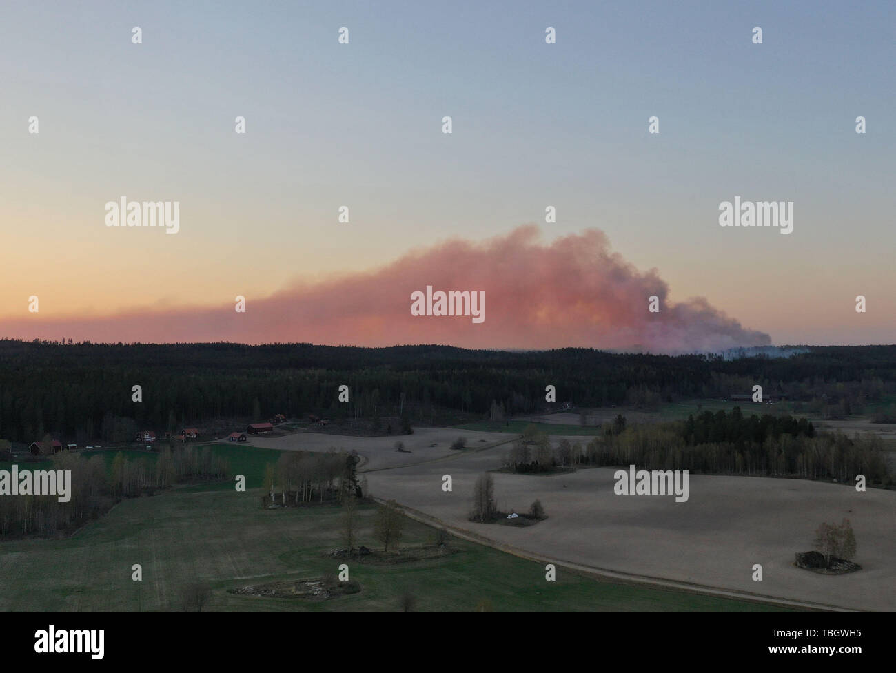 Aerial view over a forest fire Stock Photo - Alamy