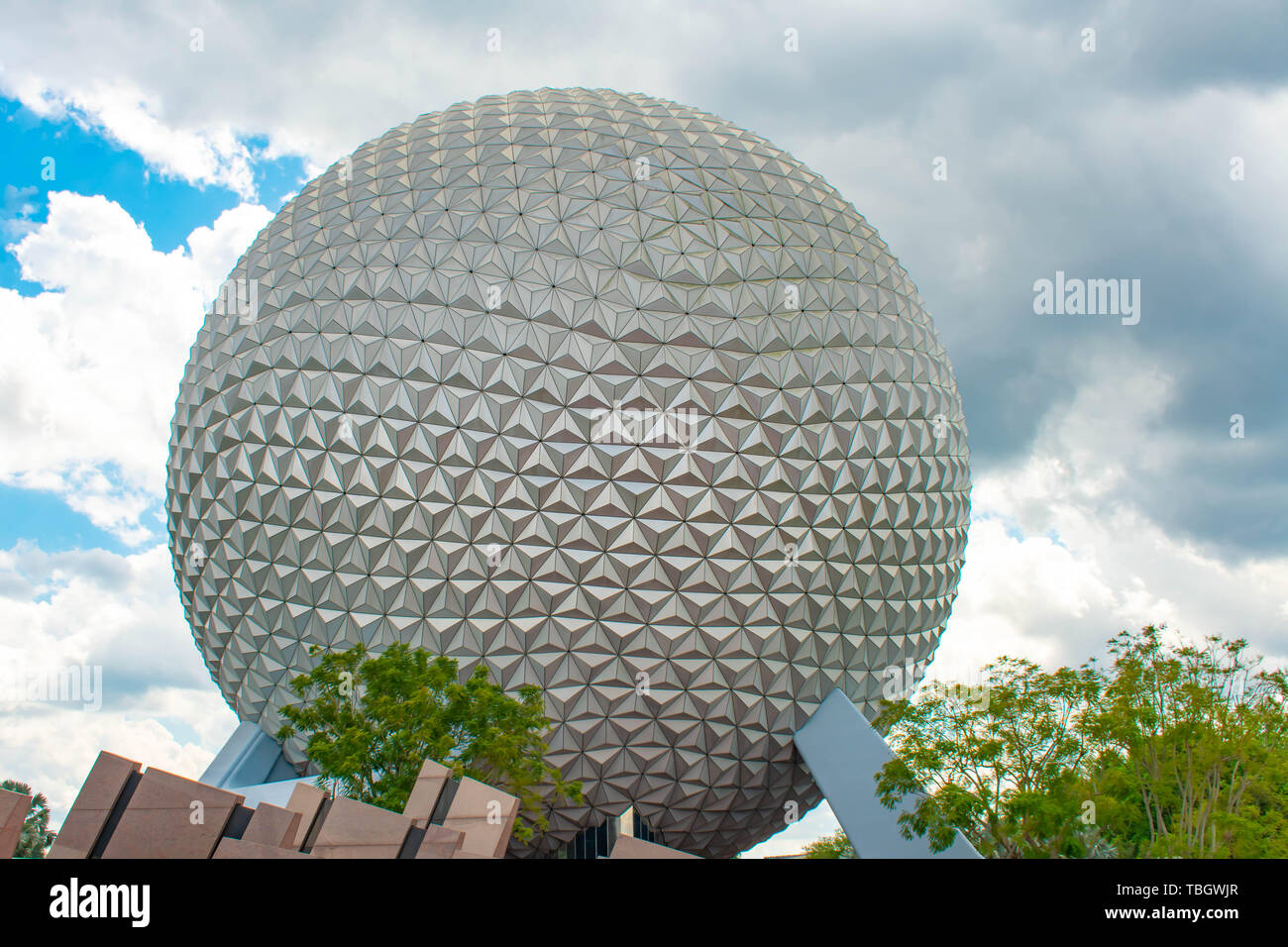 Orlando, Florida . March 27, 2019. Top view of sphere Spaceship Earth ...