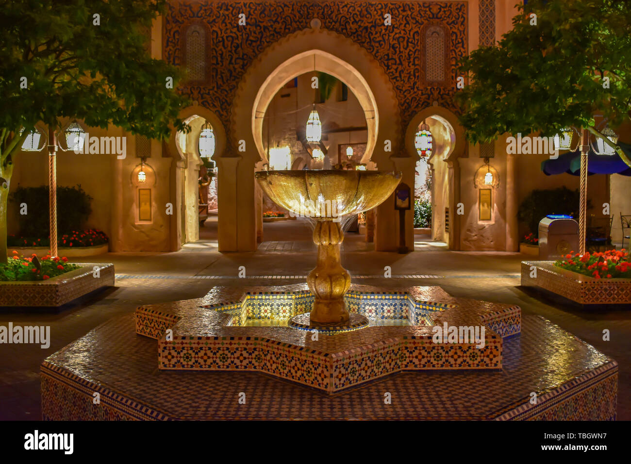 Orlando, Florida . March 27, 2019. Vintage fountain in Morocco Pavilion ...