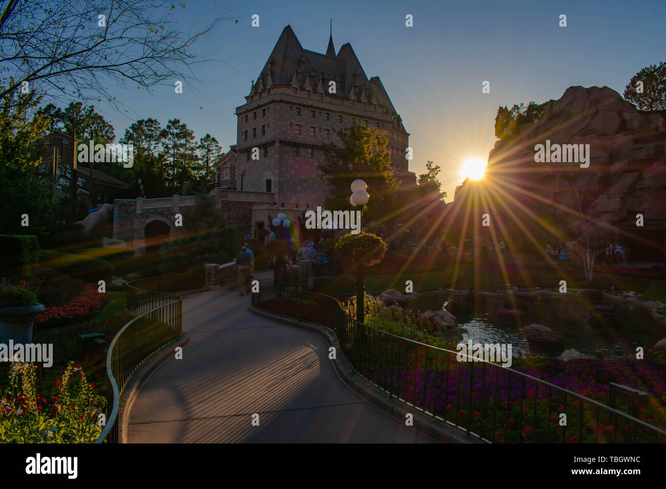 Orlando, Florida . March 27, 2019.Canada Pavilion on beautiful sunset ...