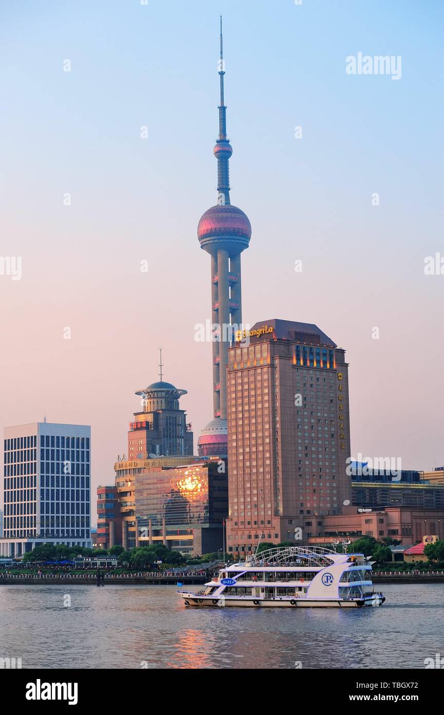 Shanghai urban architecture and skyline at sunset Stock Photo - Alamy