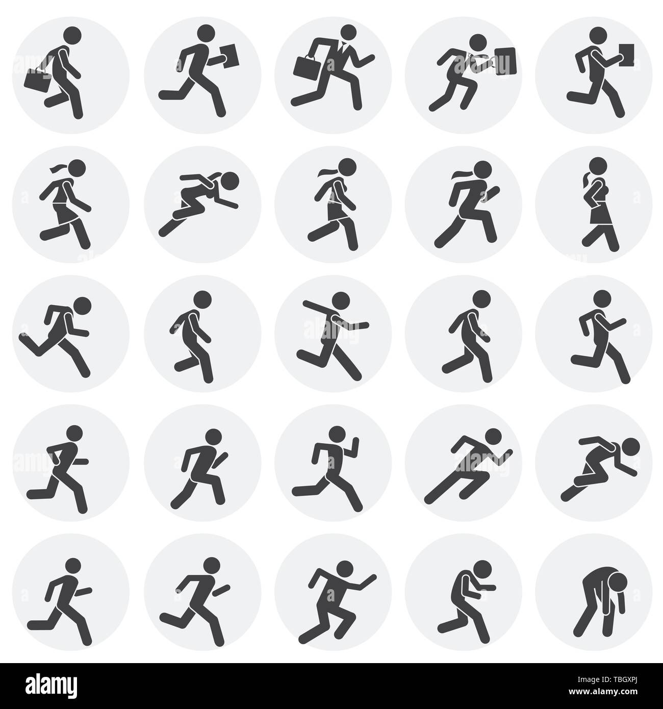 Running related icons set on background for graphic and web design ...