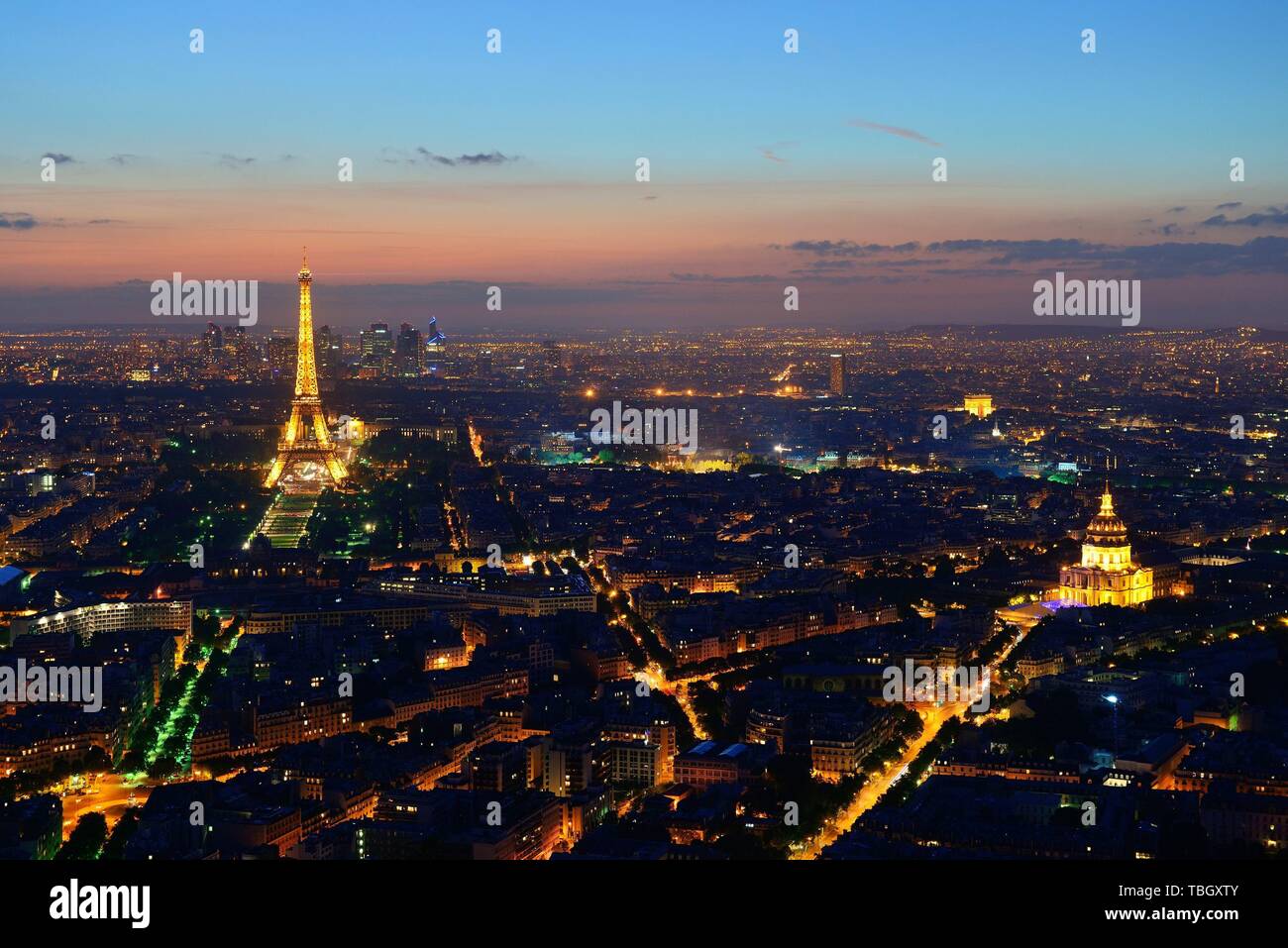 PARIS, FRANCE - MAY 13: Eiffel Tower and city at night on May 13, 2015 ...