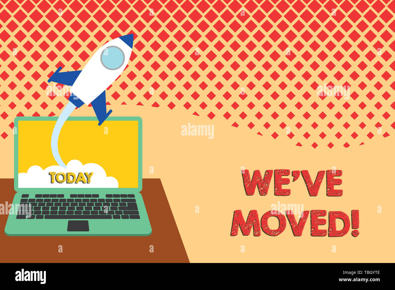 Conceptual hand writing showing We Ve Moved. Concept meaning having strong feelings sadness or ...