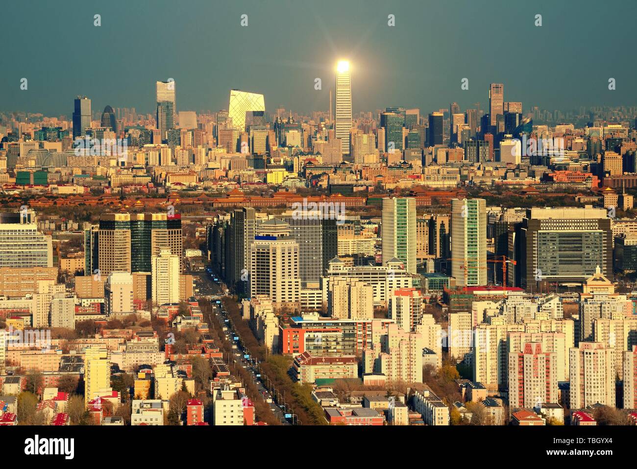 Beijing sunset aerial view with urban buildings Stock Photo - Alamy
