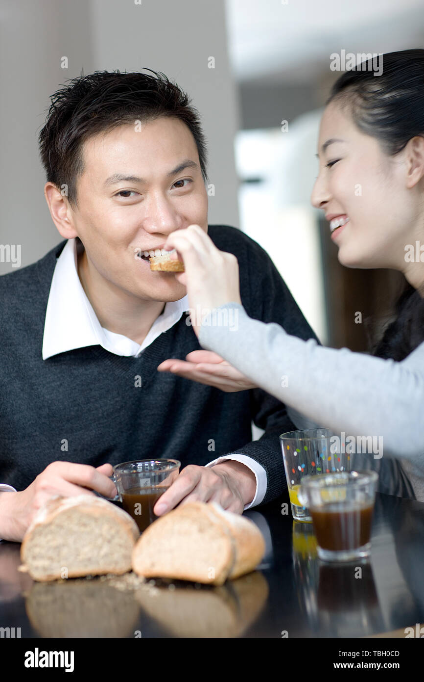 Happy old woman eat bite hi-res stock photography and images - Alamy