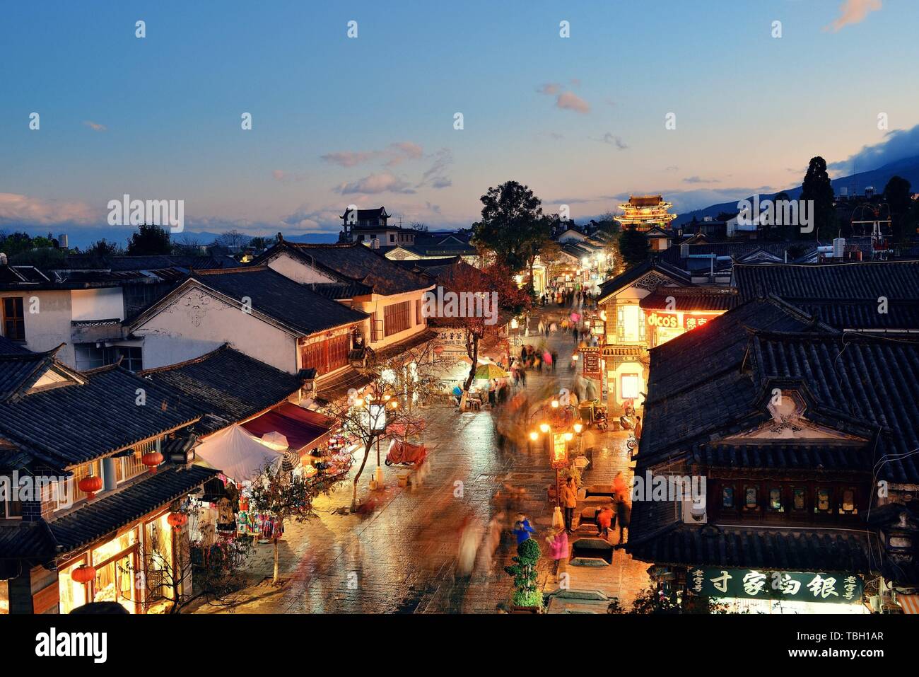 DALI, CHINA - DEC 5: Street view at night on December 5, 2014 in Dali ...