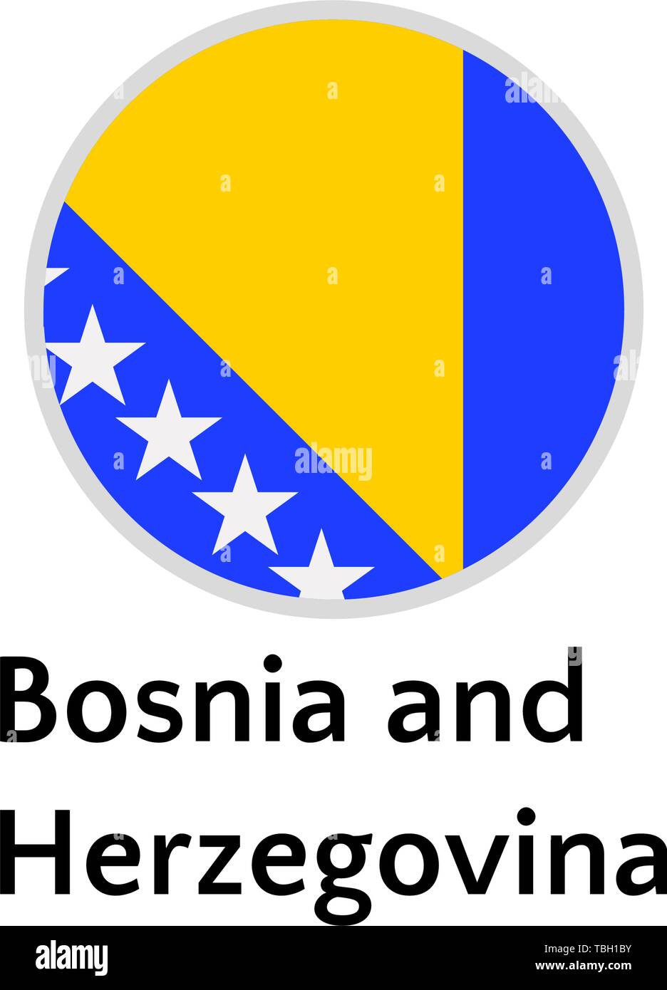 Bosnia and Herzegovina flag round flat icon, european country vector ...