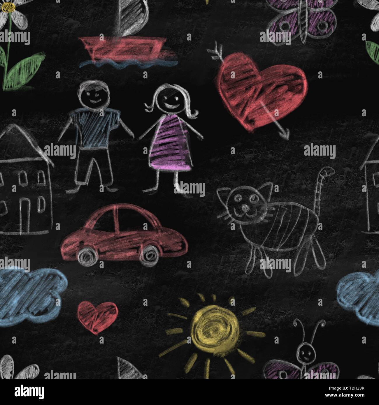 Chalk drawing. Seamless pattern Stock Photo - Alamy