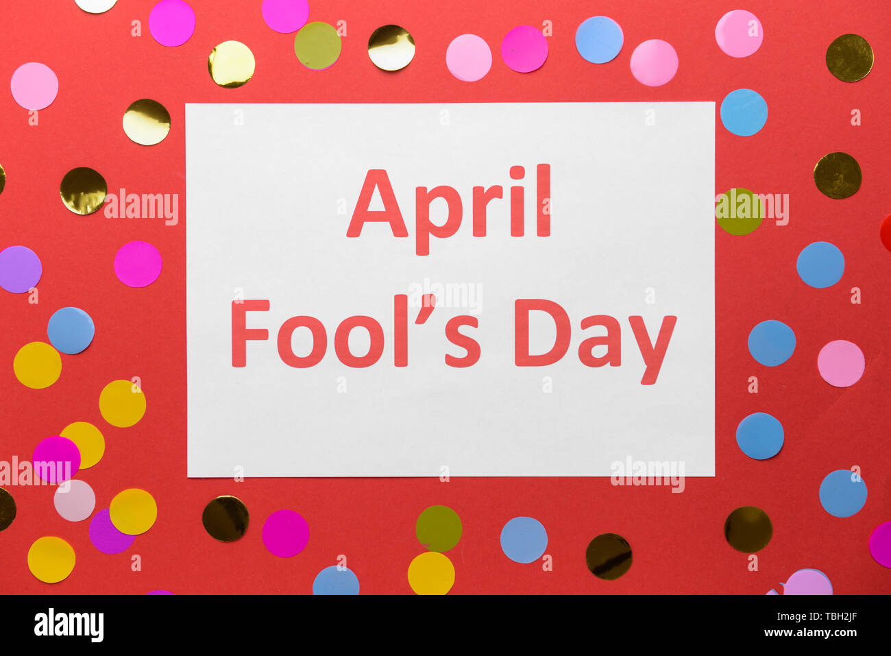 Paper sheet with text APRIL FOOL'S DAY on color background Stock Photo ...