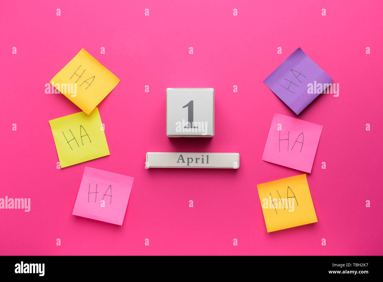 Date of April 1 with sticky notes on color background Stock Photo - Alamy