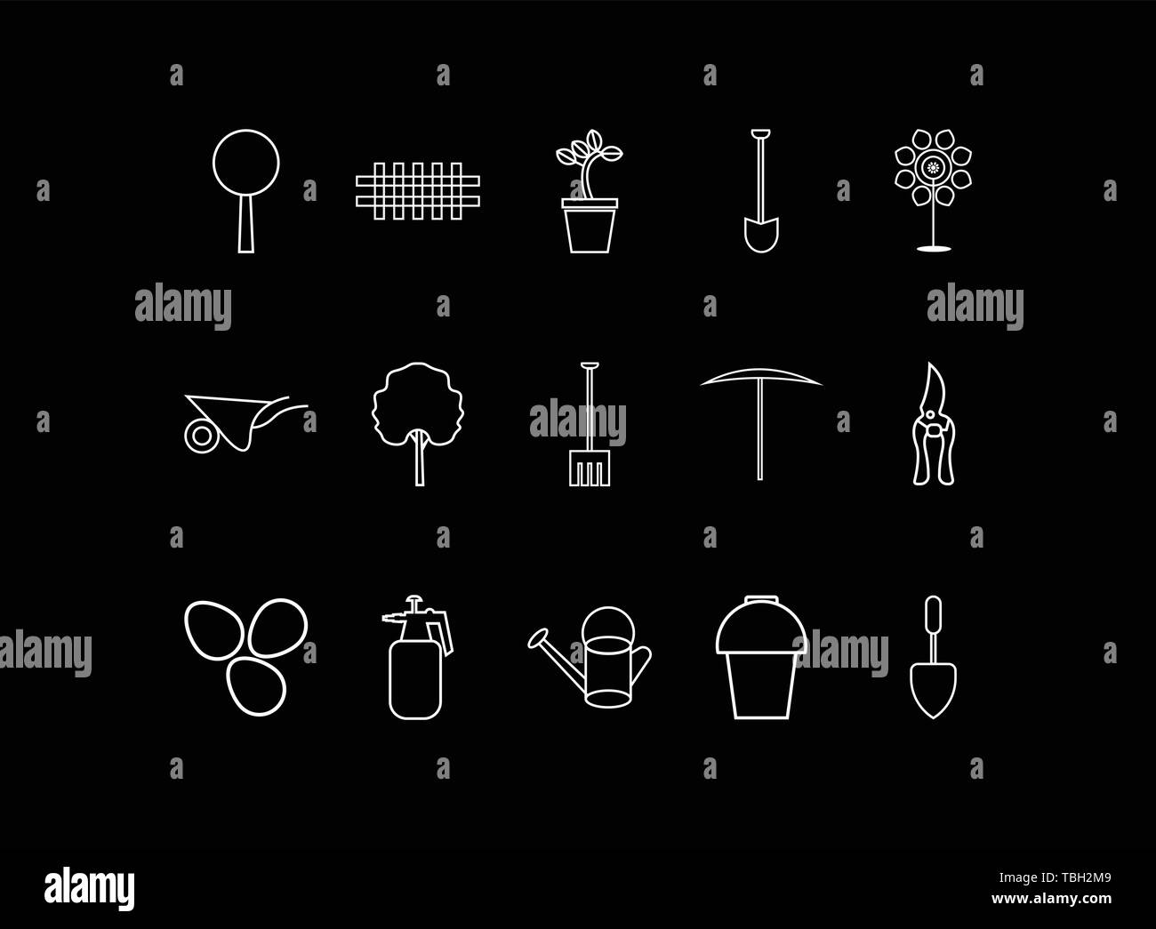 Flat icons for the gardening concept - garden flat icons set Stock ...