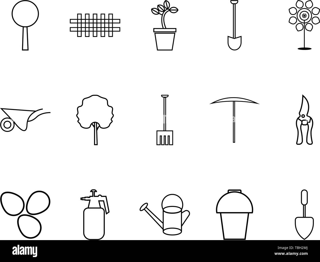 Flat icons for the gardening concept - garden flat icons set Stock ...