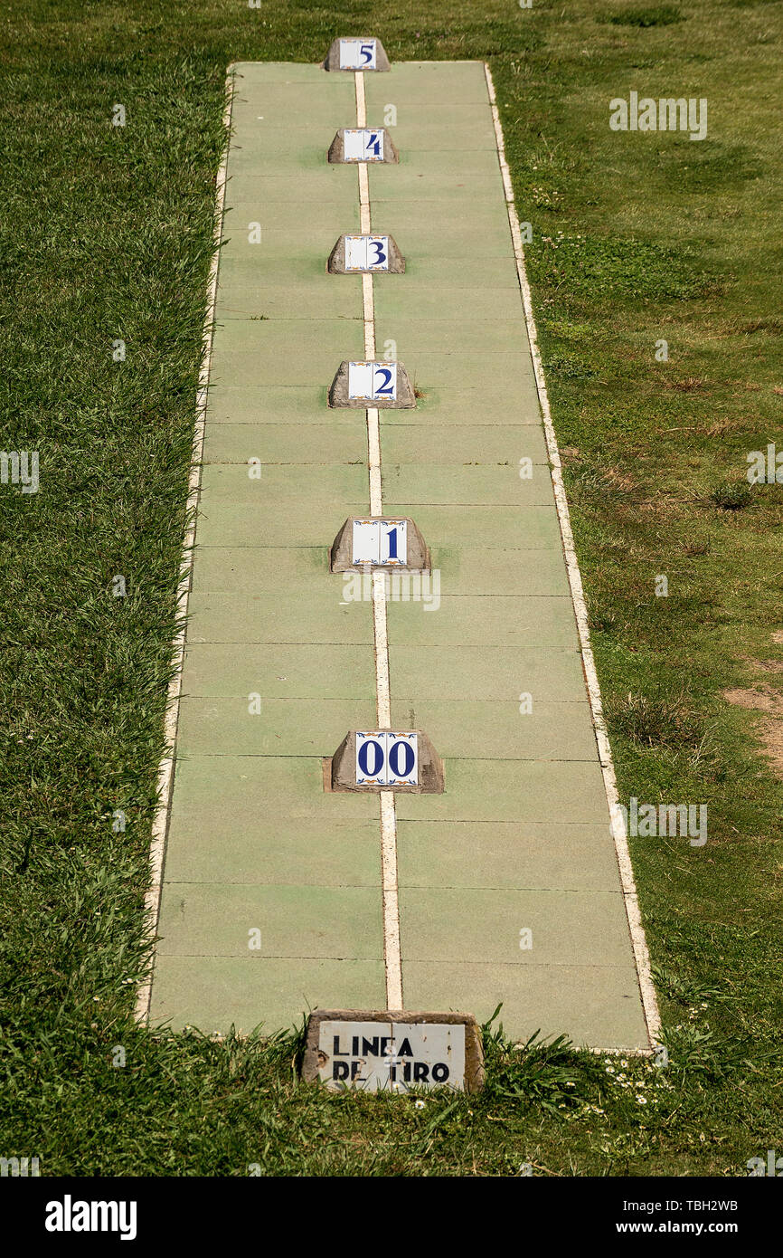 Archery sport - Close-up of a shooting line on a green grass, Montjuic ...