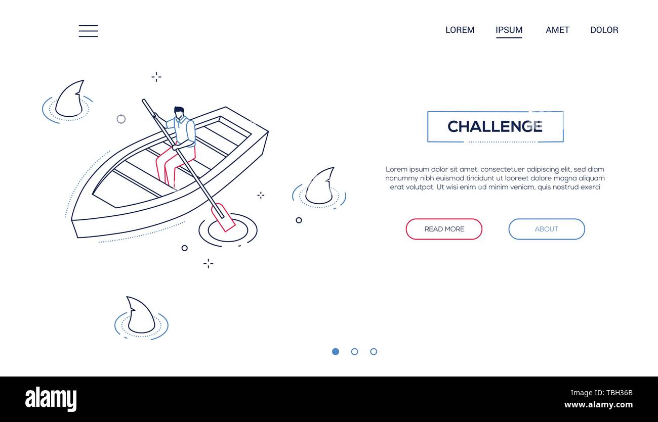 Challenge concept - line design style isometric web banner Stock Vector ...