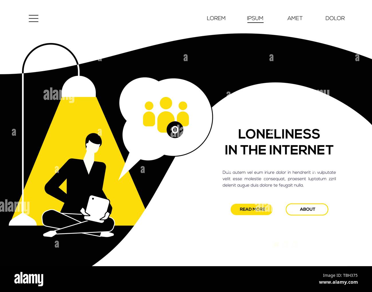 Loneliness in the Internet - flat design style web banner Stock Vector ...