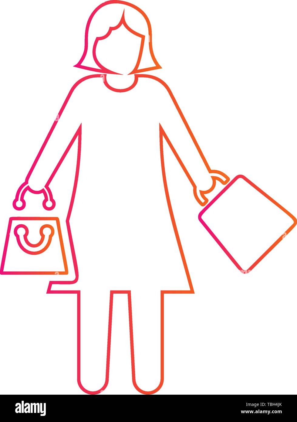 Women Shopper Vector Black And White High Resolution Stock Photography ...