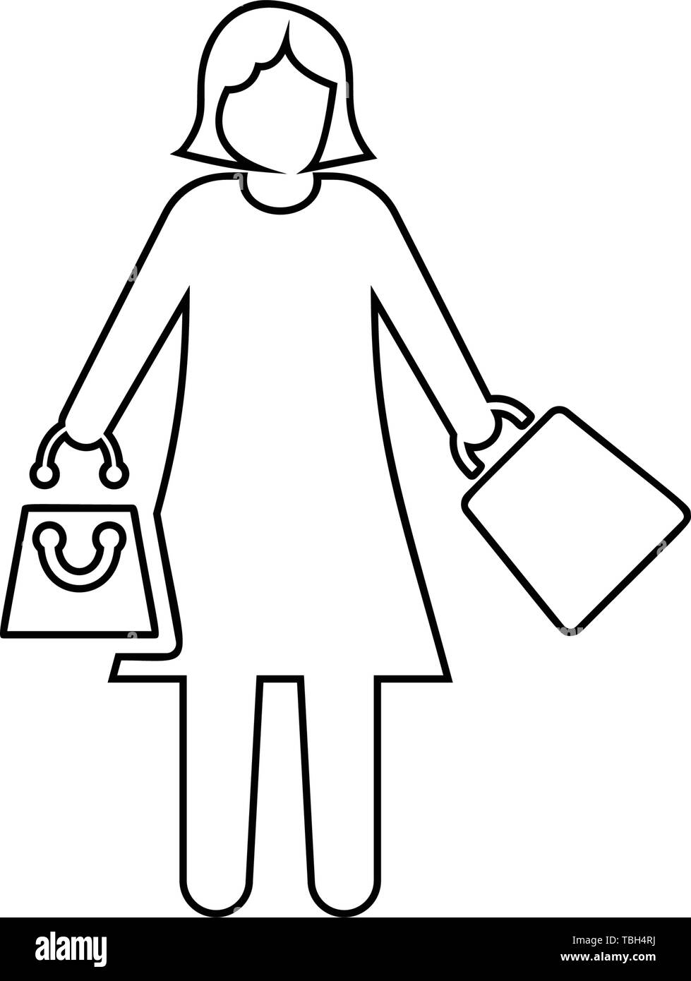 Girl icon simple element Black and White Stock Photos & Images - Alamy