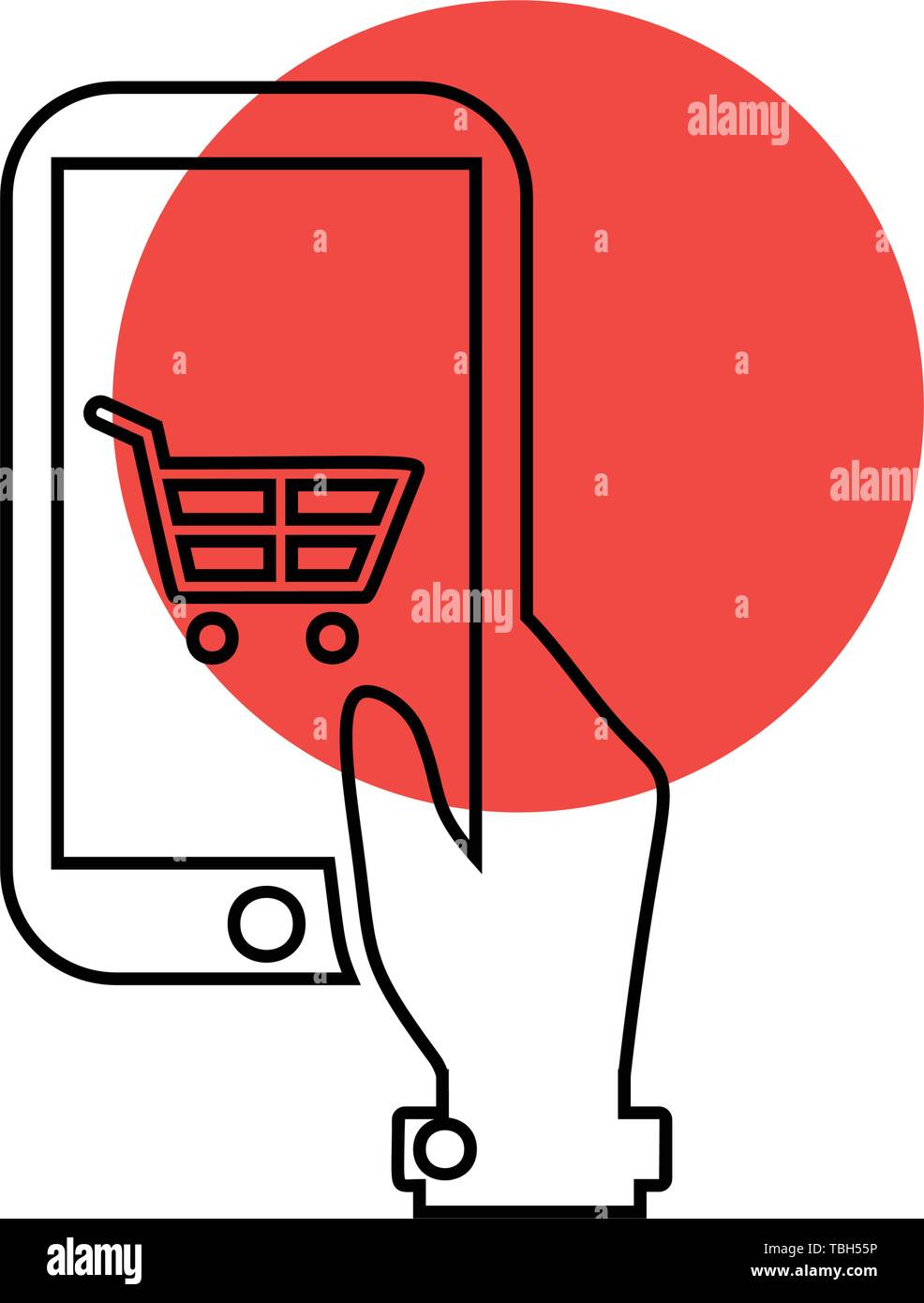 Hand holding mobile - online shopping icon vector Stock Vector Image ...