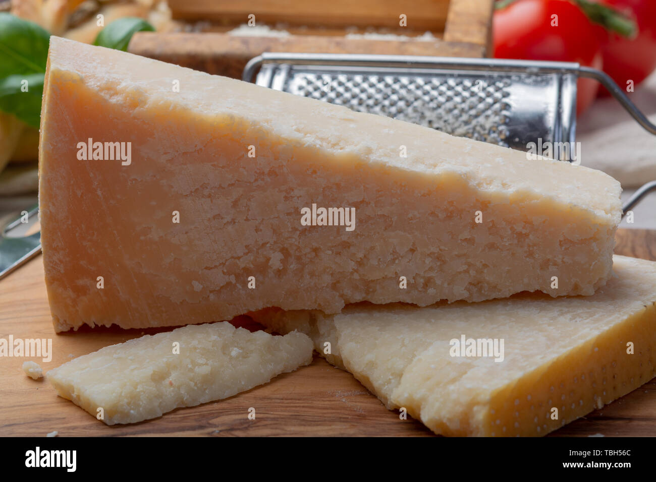 Original italian cheese, aged Parmesan cow milk cheese, pieces of ...