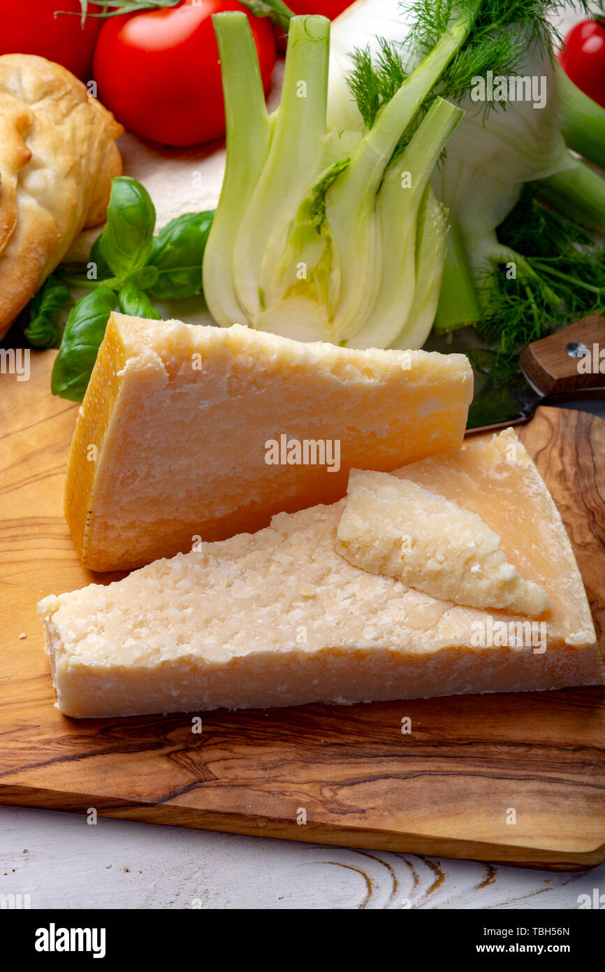 Original italian cheese, aged Parmesan cow milk cheese, pieces of ...