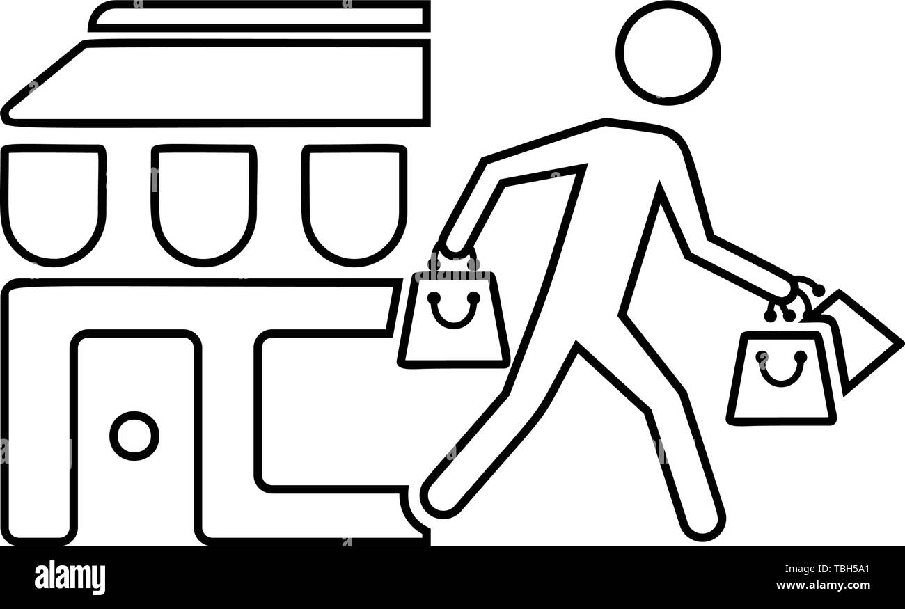 A man carrying shopping bags with store sign - vector Stock Vector ...